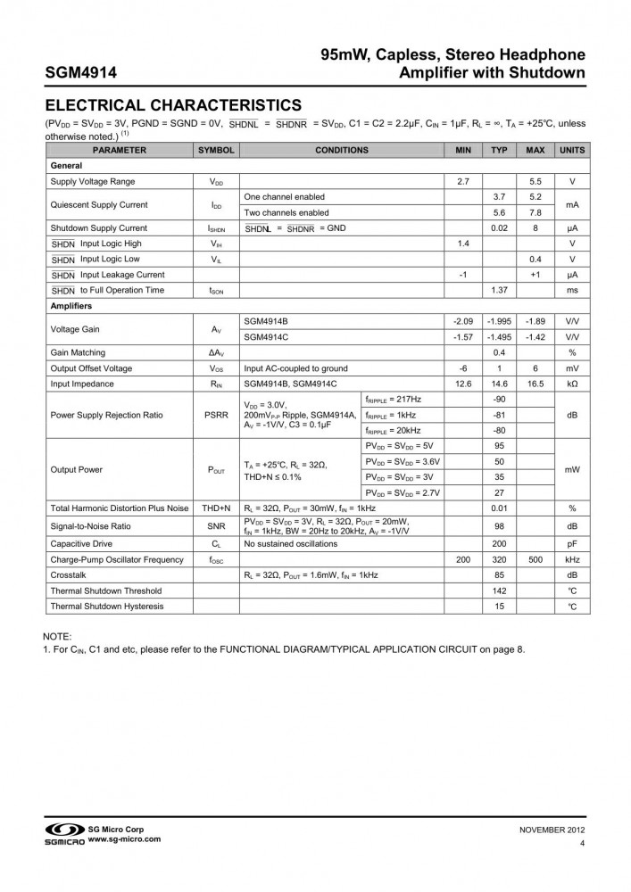 SGM4914 datasheet page 4