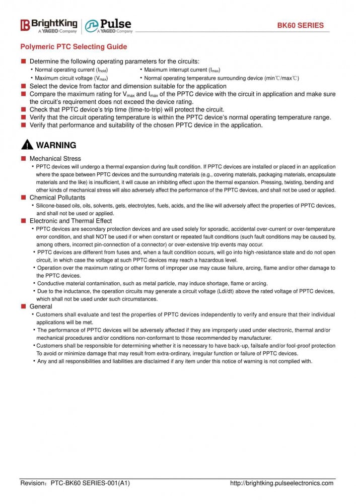 BK60 series datasheet page 4