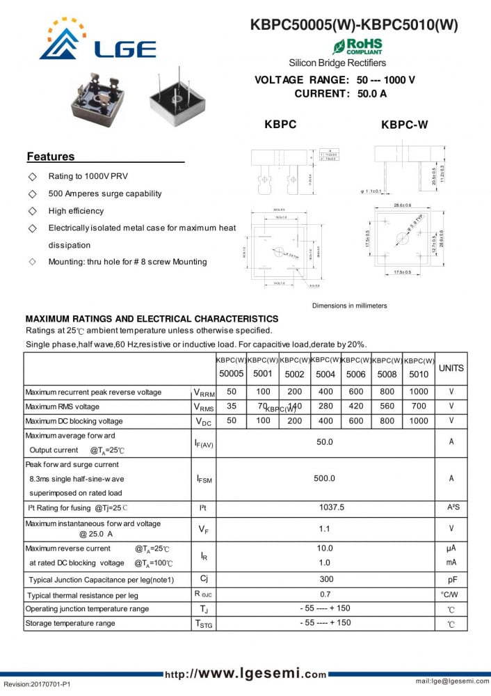 LGE KBPC5010 datasheet page 1