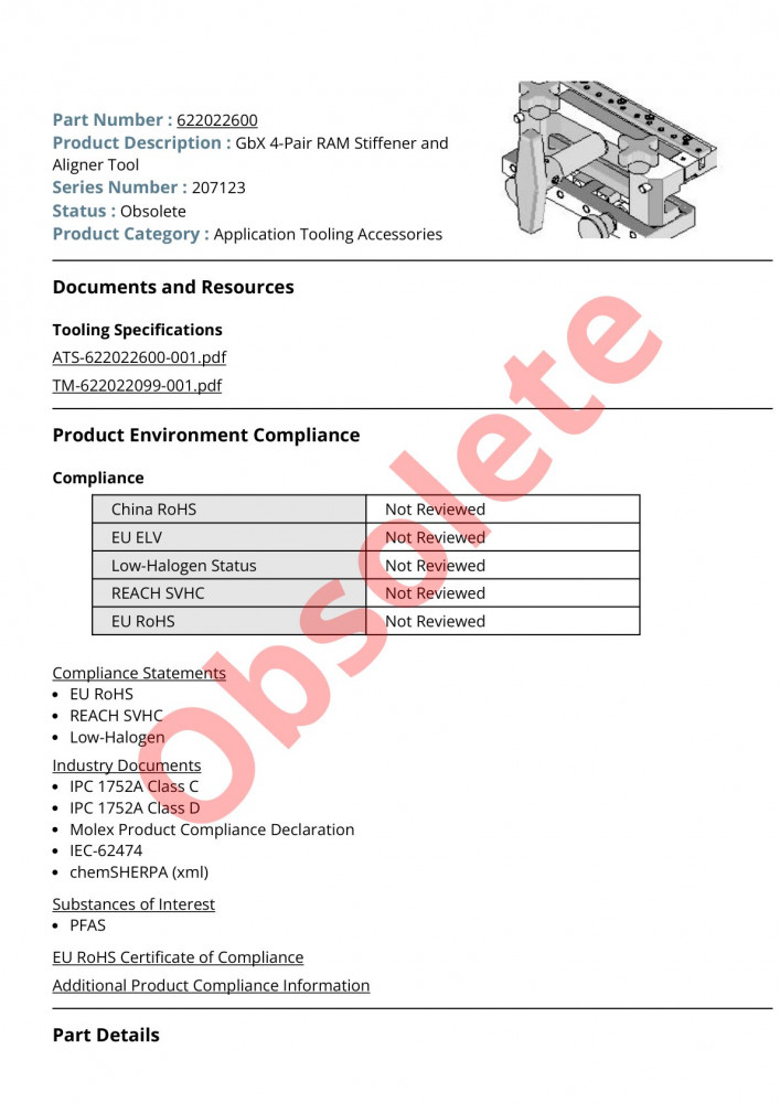 MOLEX 622022600 tooling document page 1