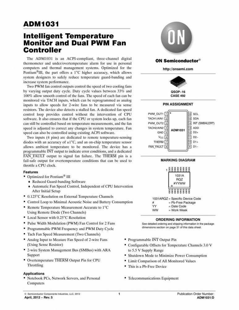 ADM1031 datasheet page 1