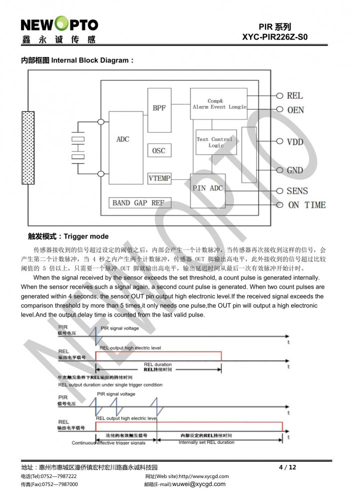 XYC-PIR226Z-S0 datasheet page 4