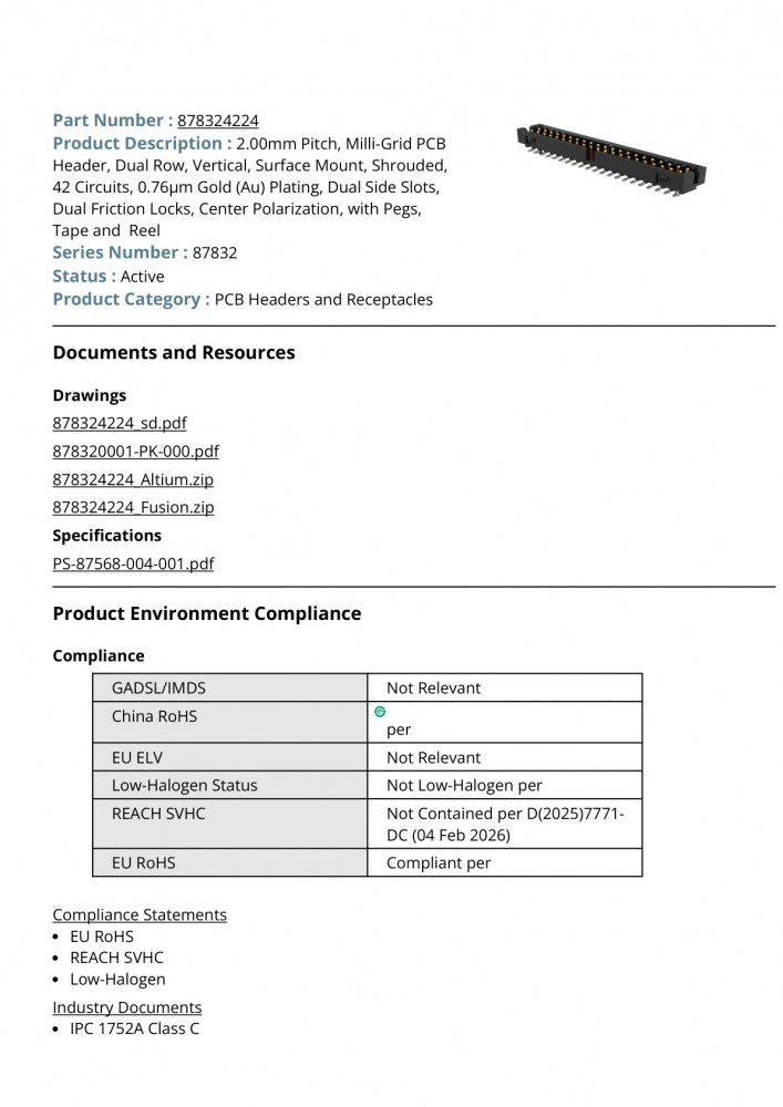 Molex 878324224 document preview, page 1