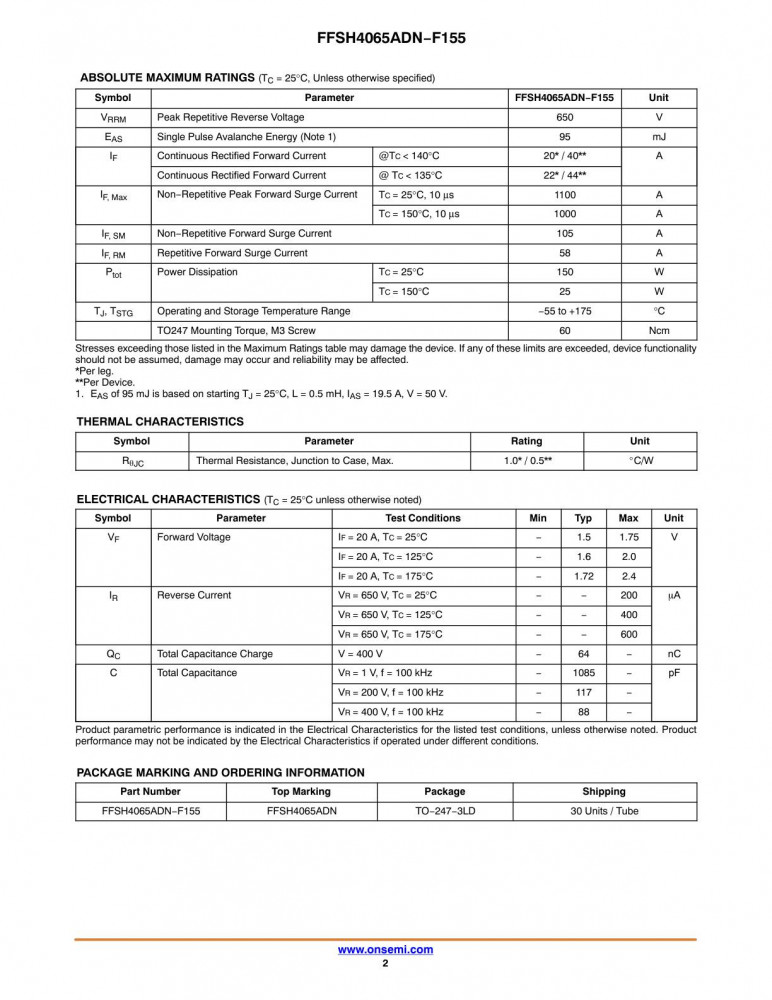 FFSH4065ADN-F155 datasheet page 2