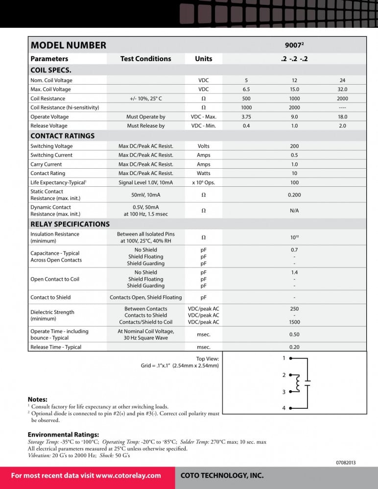 COTO 9007 series datasheet page 2