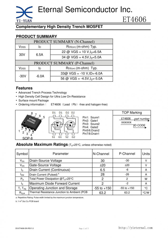 ET4606 datasheet page 1