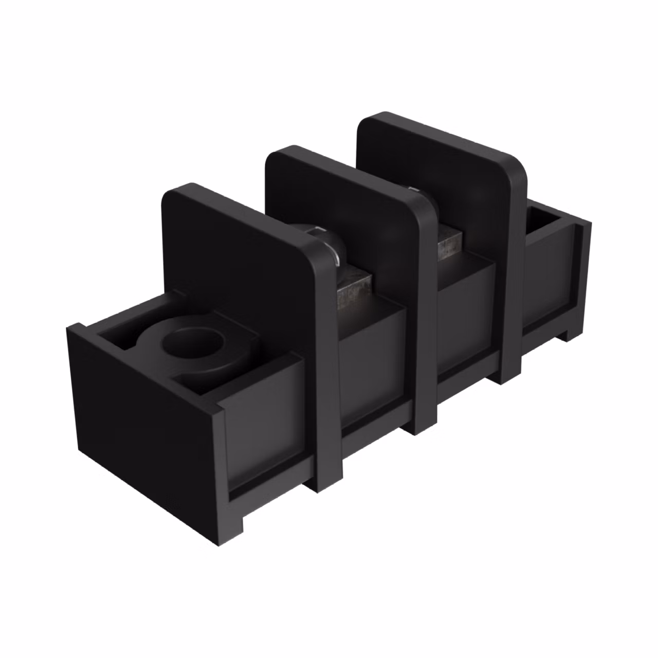 8.26mm Pitch, Single Row, Dual-Barrier Terminal Strip, with Mounting Ends, Black, Steel Screws, 2 Circuits for sale