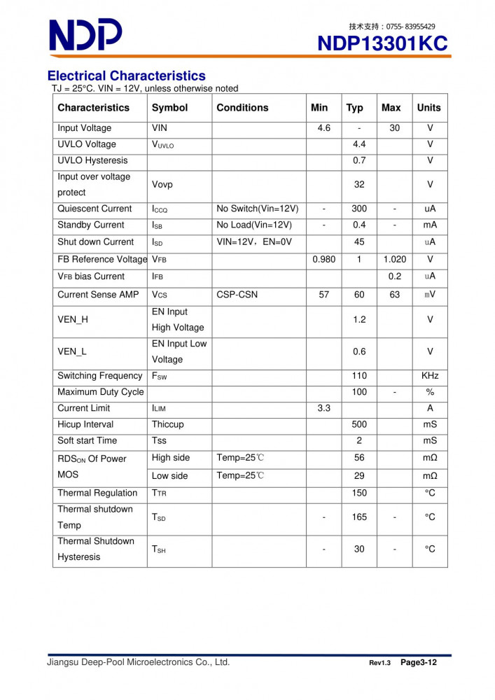 NDP13301KC datasheet page 3