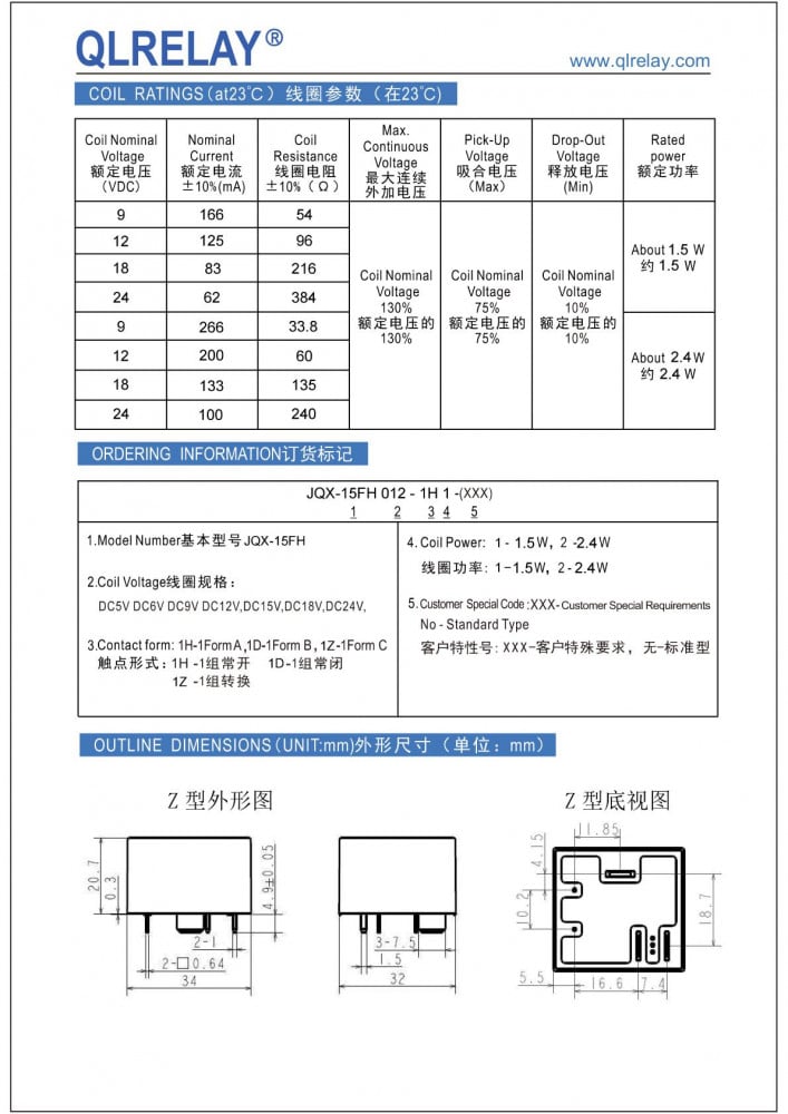 JQX-15FH datasheet page 2