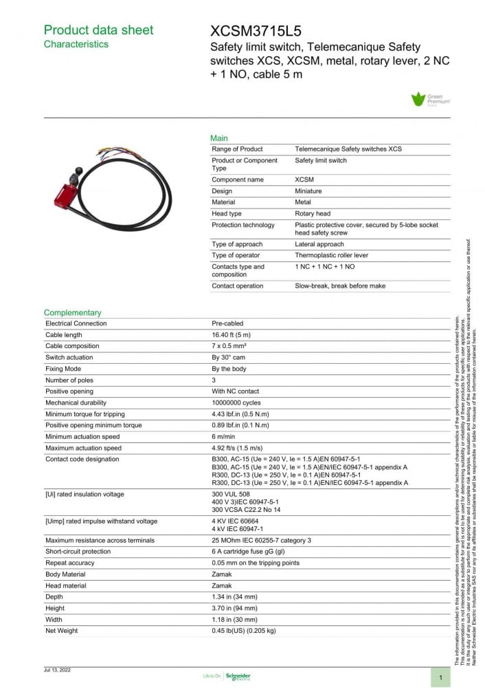 XCSM3715L5 technical document page 1