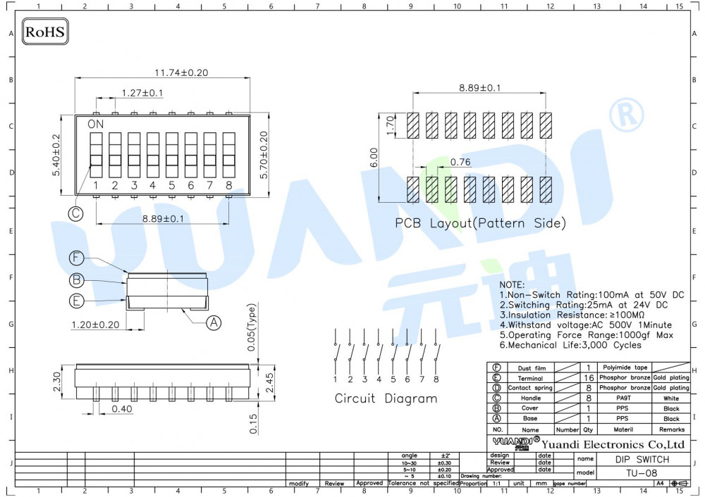 Yuandi TU-08 technical document preview