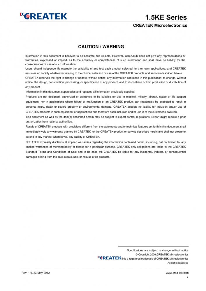 CREATEK 1.5KE8.2CA datasheet page 7