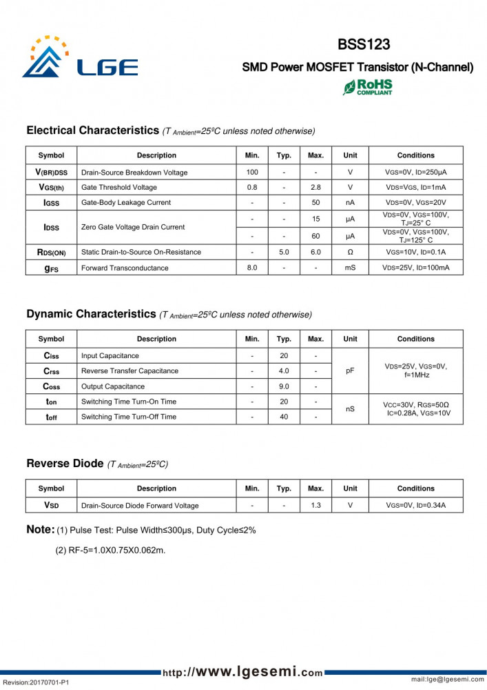 LGE BSS123 datasheet page 2