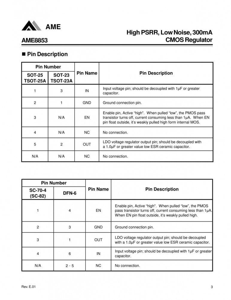 AME8853 datasheet page 3