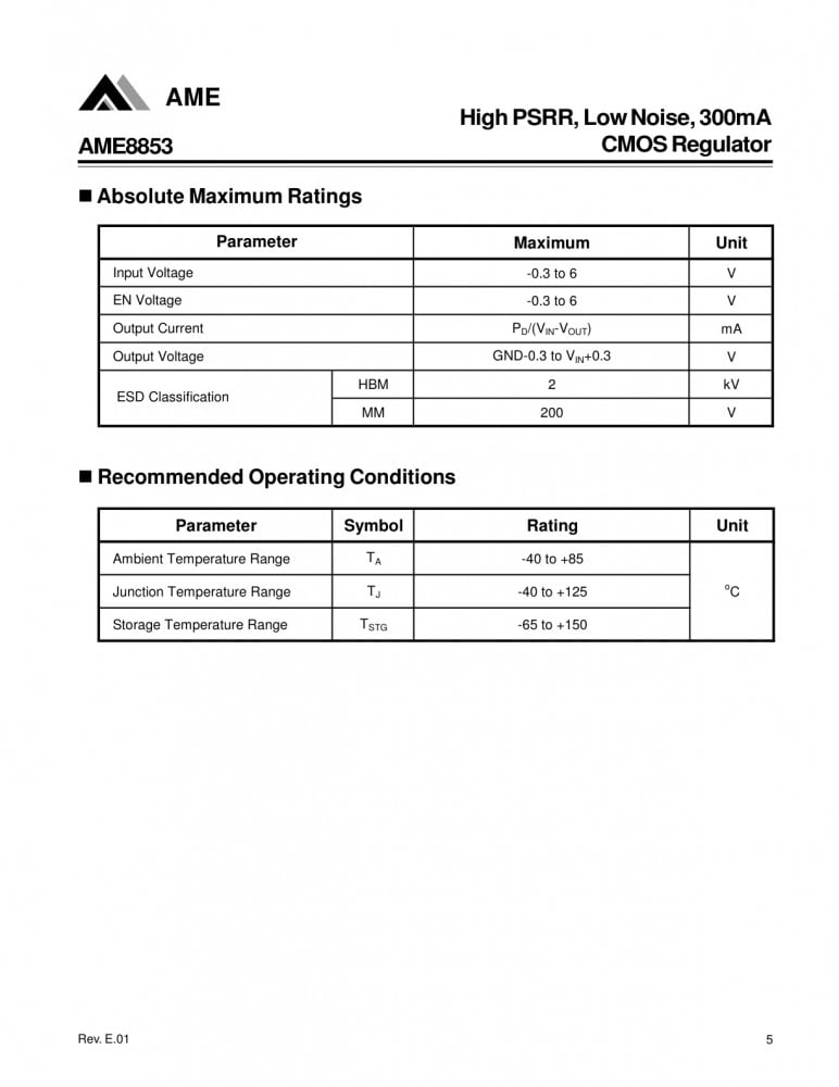 AME8853 datasheet page 5