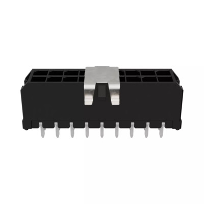Micro-Fit 3.0 Vertical Header, 3.00mm Pitch, Dual Row, 18 Circuits, Straight Tail, with PCB Polarizing Peg, 2.54µm Matte Tin Plating, Glow-Wire Capable, Black, Tape and Reel, with Pick and Place Cap for sale