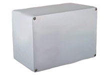 Enclosure, Die-cast Aluminum, S-8100 Series, without External Mounting Flanges, 175 x 80 x 80mm Outside Dimensions, Grey RAL 7001