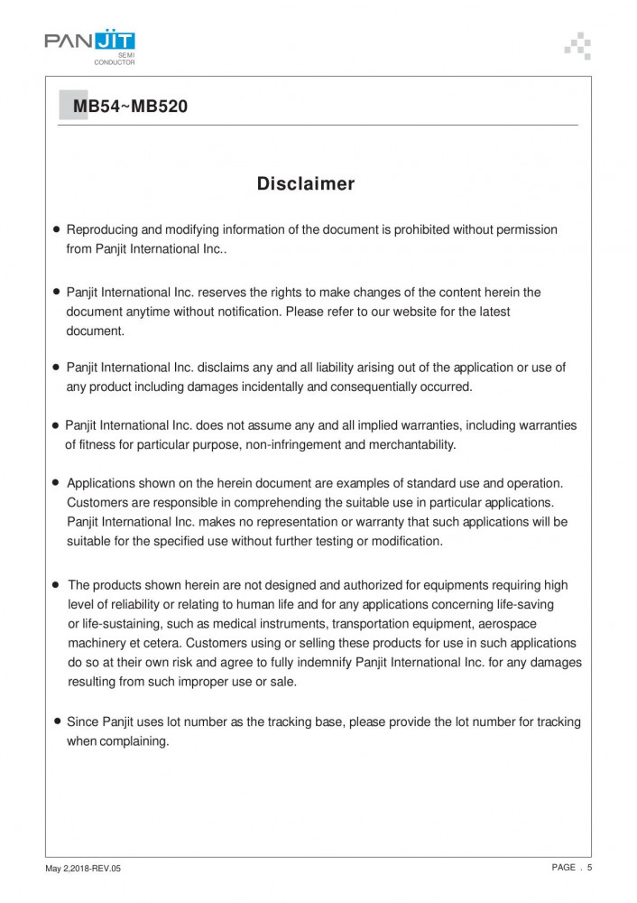 PANJIT MB54 to MB520 datasheet page 5