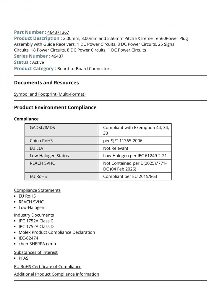 MOLEX 464371367 technical document image 1