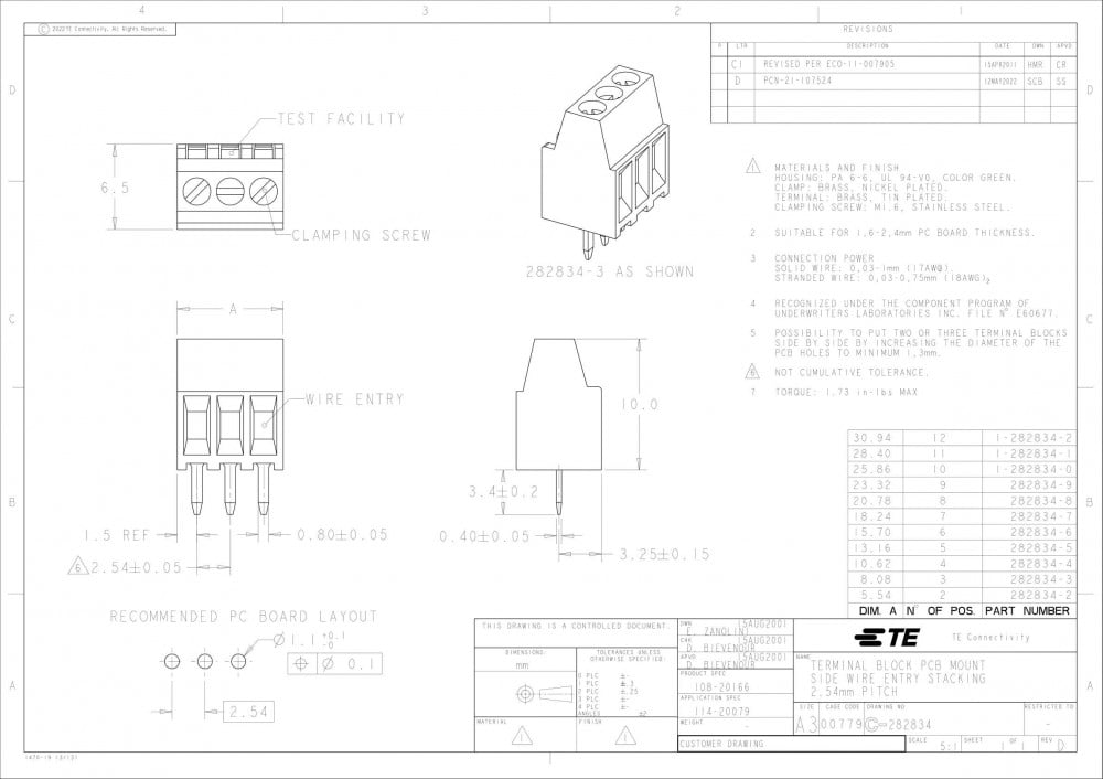 TE Connectivity 282834-8 controlled drawing preview