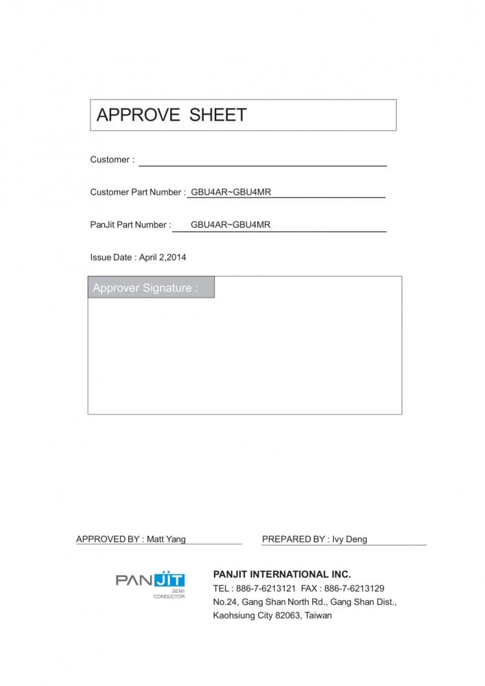 PANJIT GBU4JR approval sheet page 1