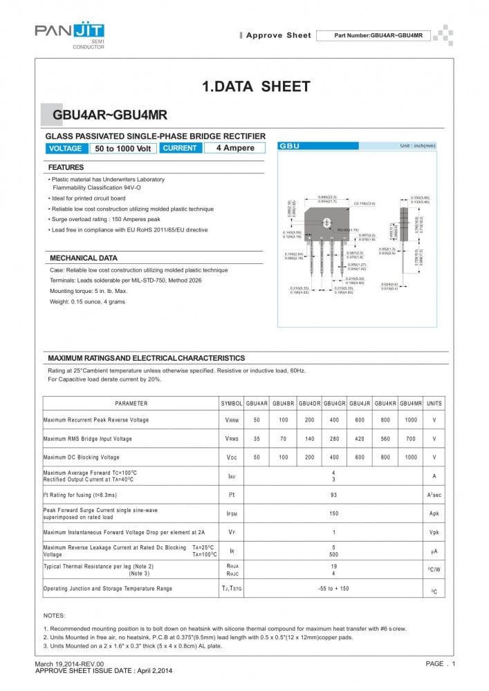 PANJIT GBU4JR approval sheet page 3