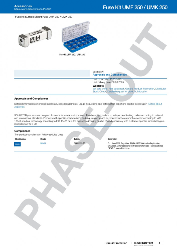 Product document image 1 for Fuse Kit UMF 250 / UMK 250