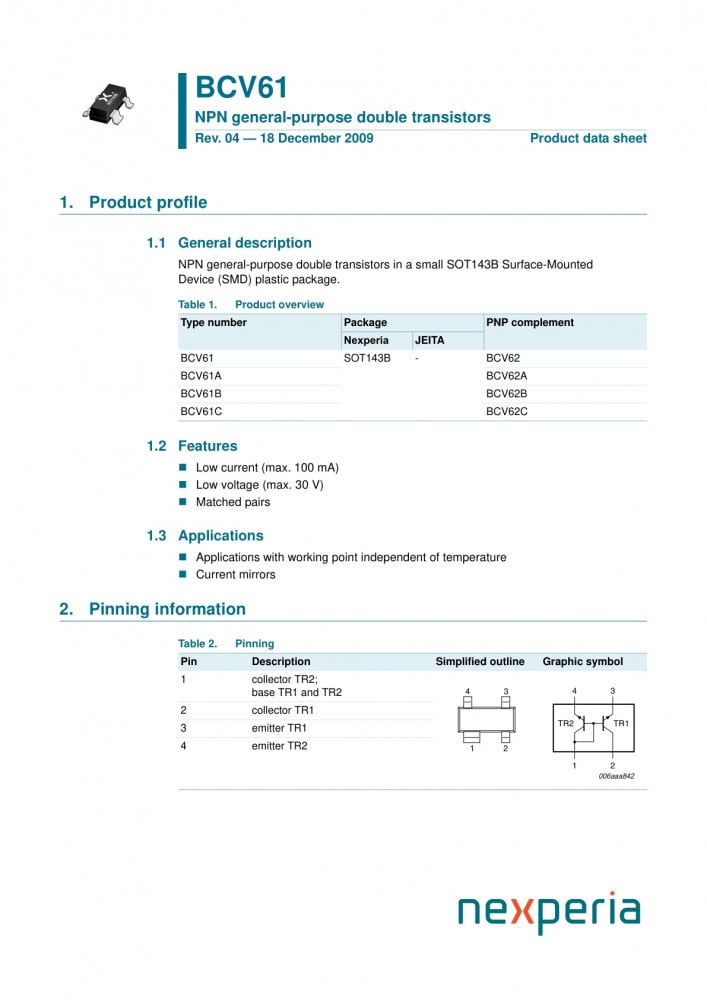 BCV61B datasheet preview page 1