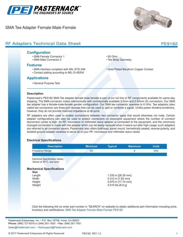 PE9182 technical document page 1