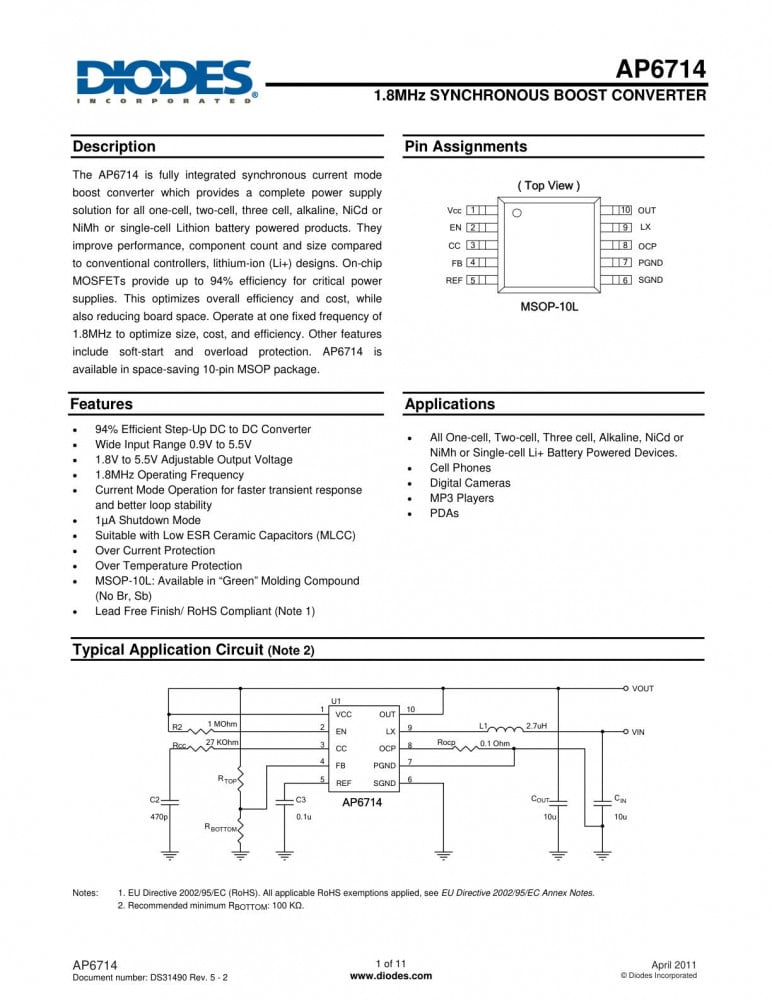 AP6714 datasheet page 1