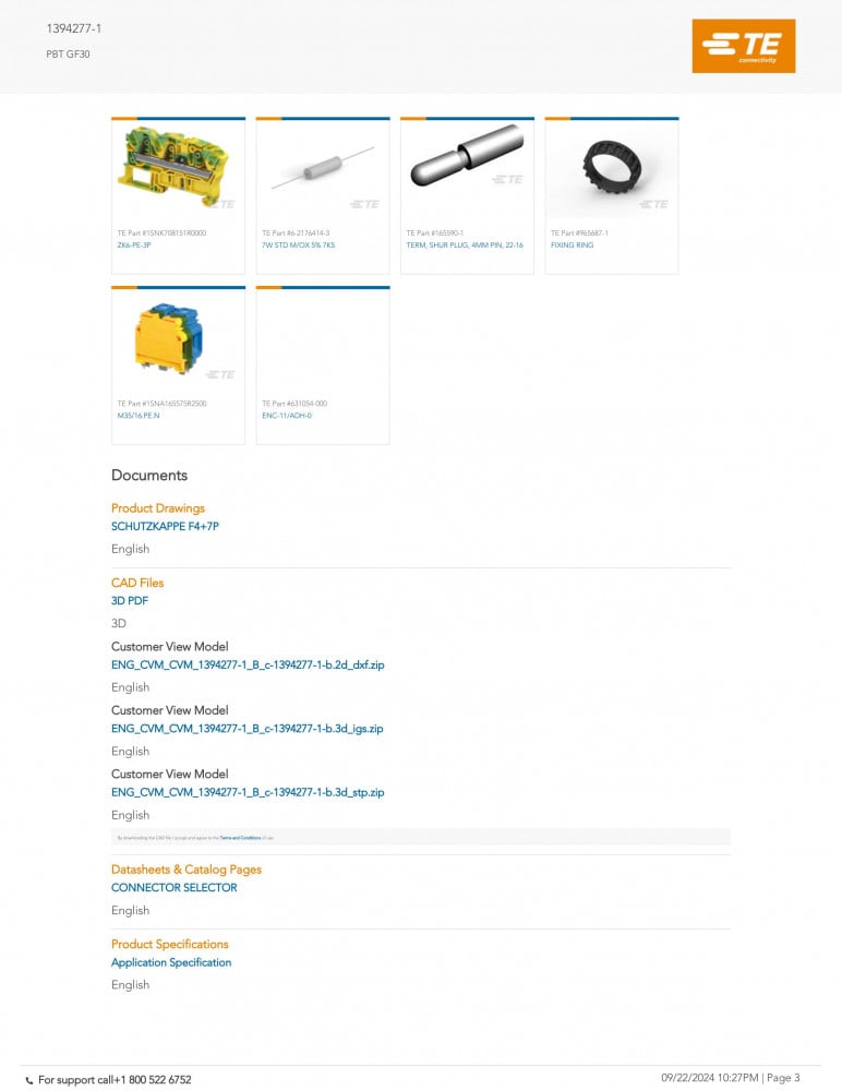 TE Connectivity 1394277-1 technical document page 3
