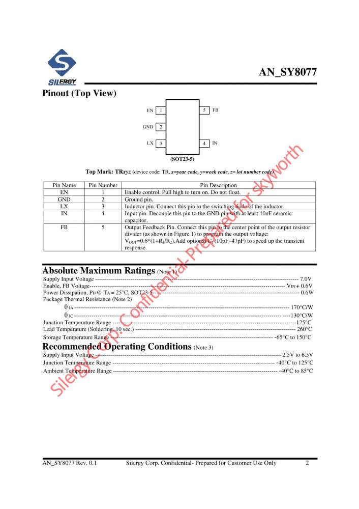 SY8077AAC datasheet page 2
