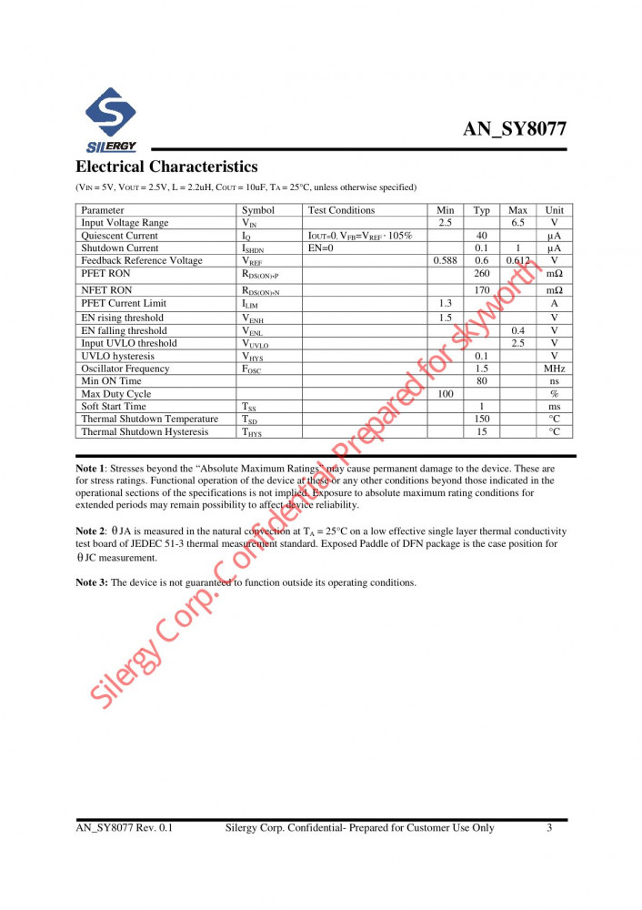 SY8077AAC datasheet page 3