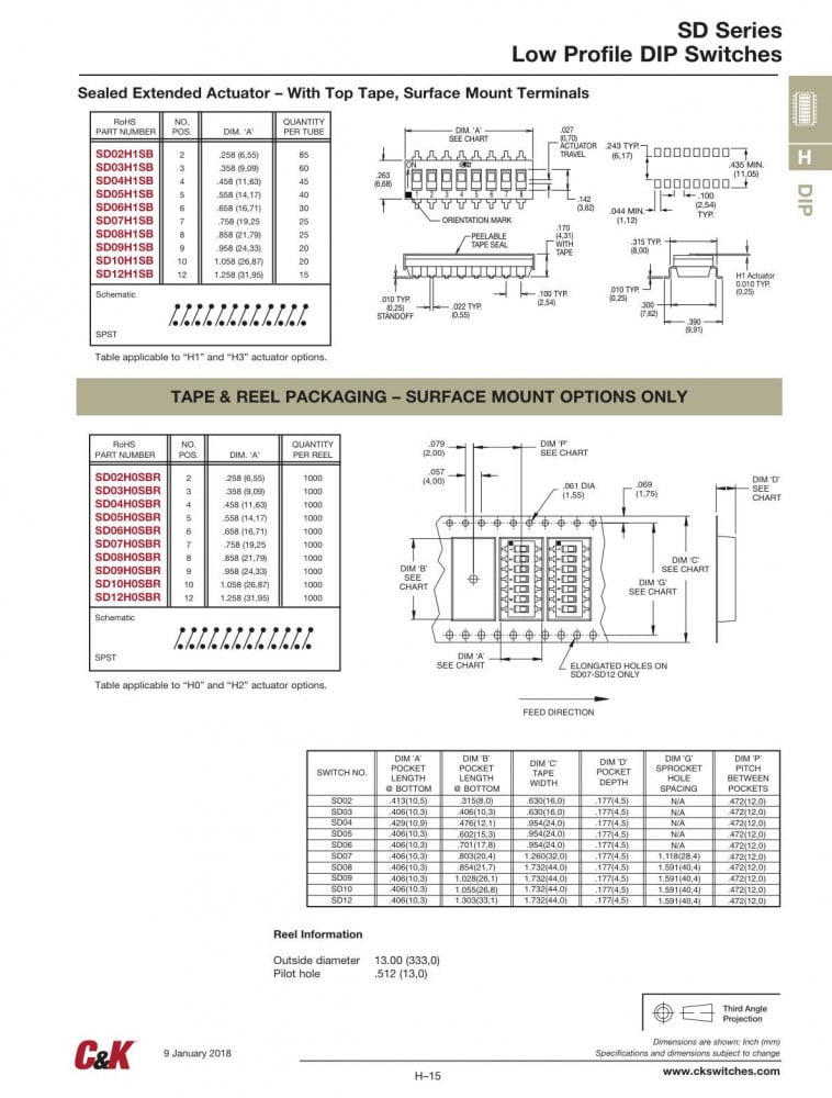 C&K SD02H0SB technical document page 3