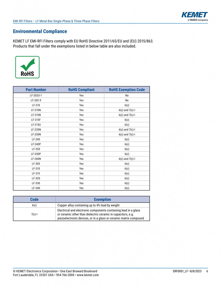 KEMET LF series datasheet page 6
