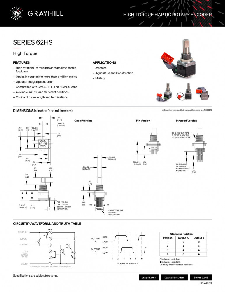 Grayhill Series 62HS technical document page 1
