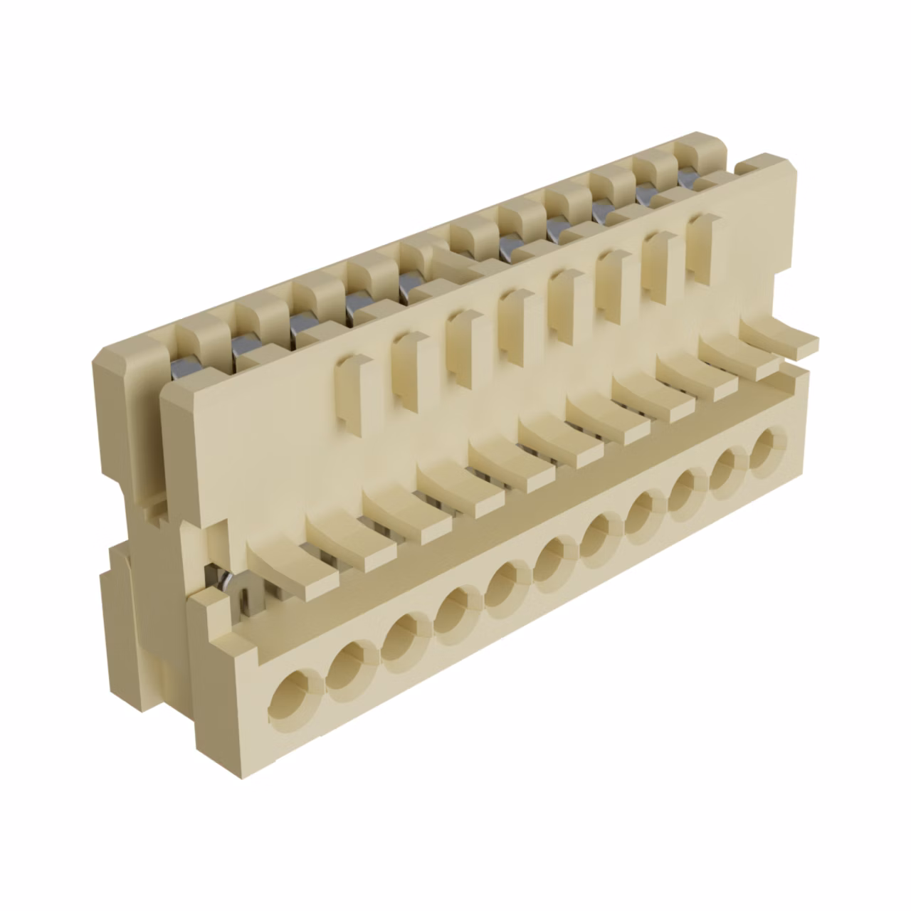 Appli-Mate RAST 2.5 IDT Connector, 2.50mm Pitch, Direct/Indirect, Female, Beaded Terminal, 11 Circuits, Position Keys A, B, K and L Removed, Open Endwalls, Polarizing Rib Between 5/6 for sale