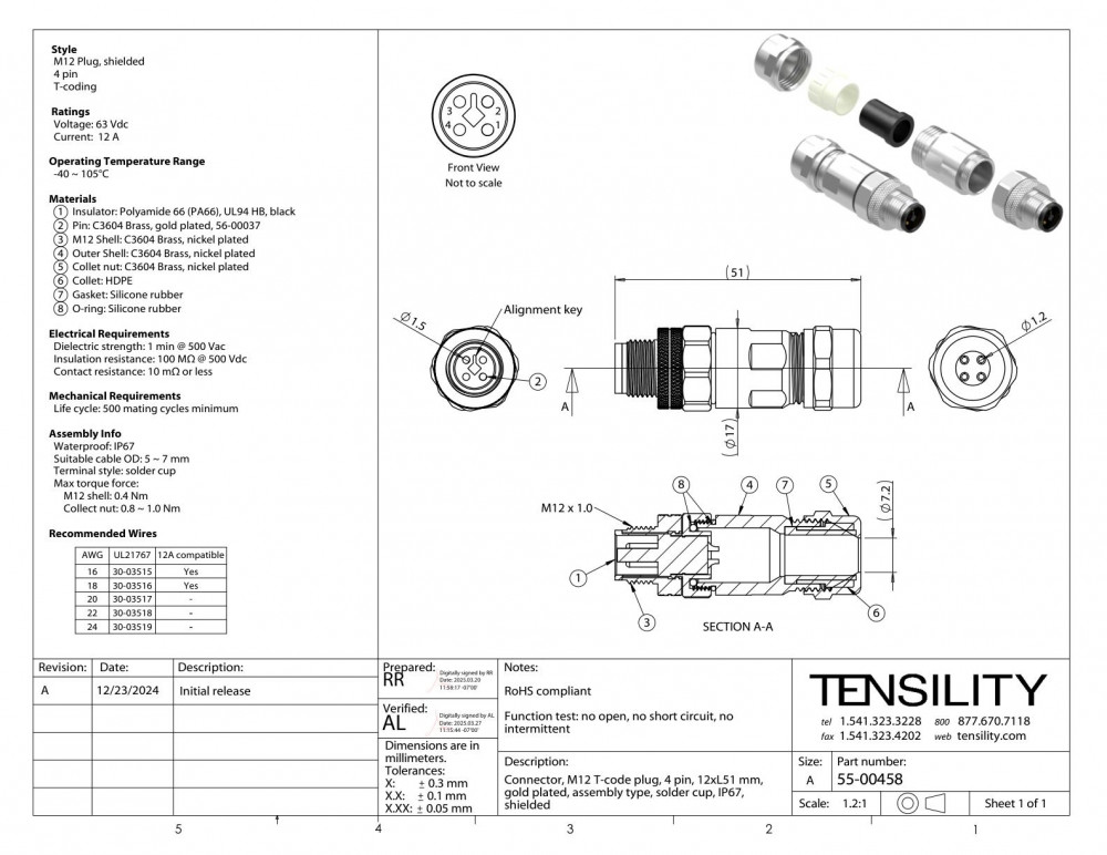 Tensility International 55-00458 product drawing
