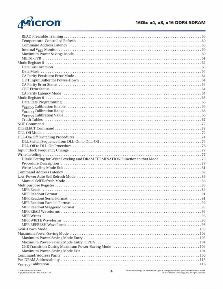 DDR4 SDRAM datasheet page preview 4