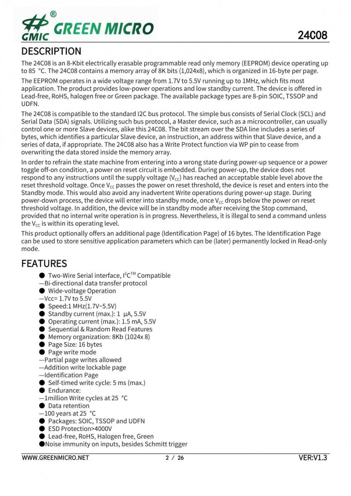 AT24C08 datasheet page 2