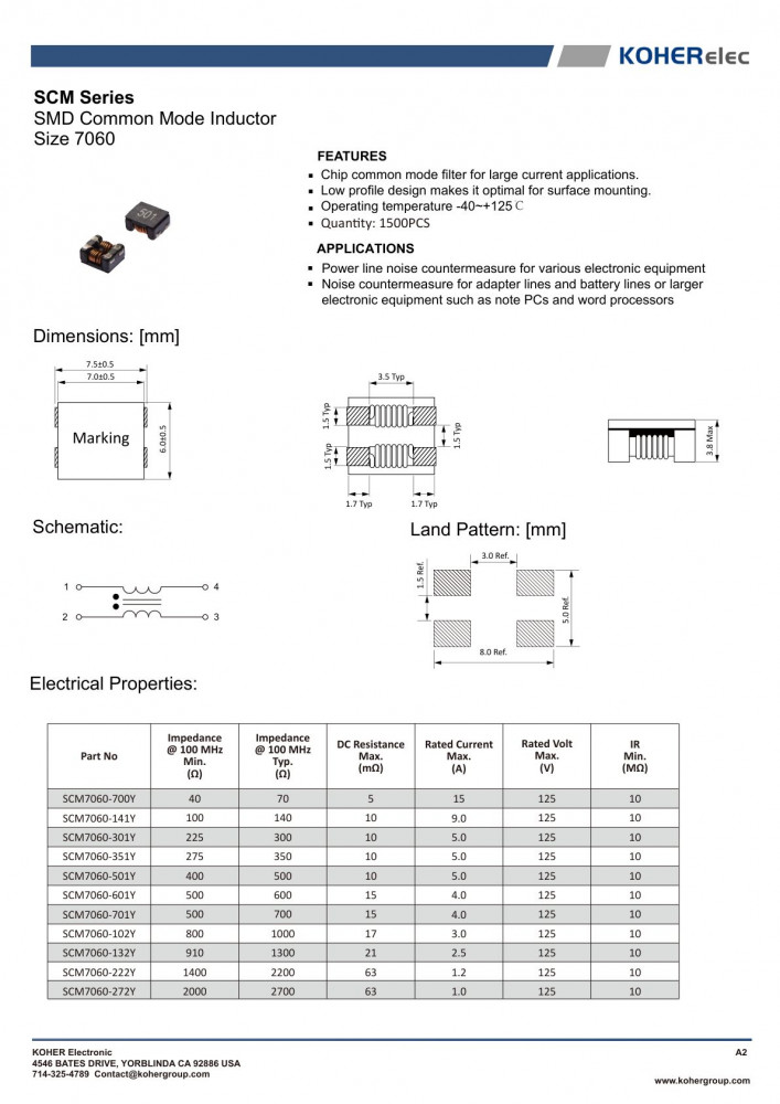 SCM Series SCM7060-701Y datasheet page 1