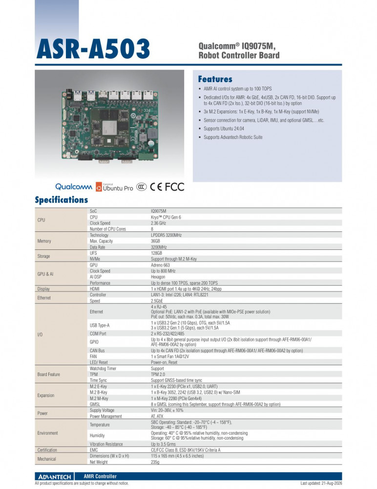 ASR-A503 technical document page 1