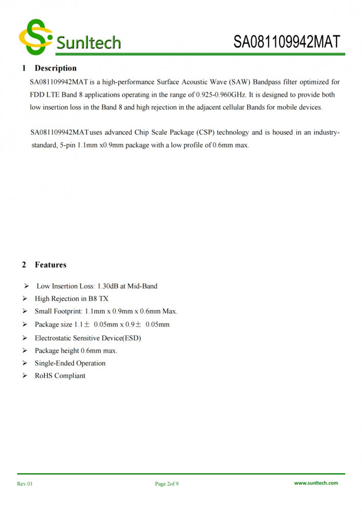 SA081109942MAT datasheet page 2