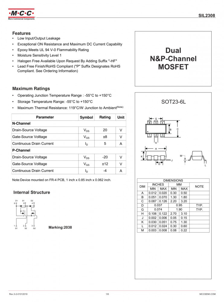 SIL2308-TP datasheet page 1