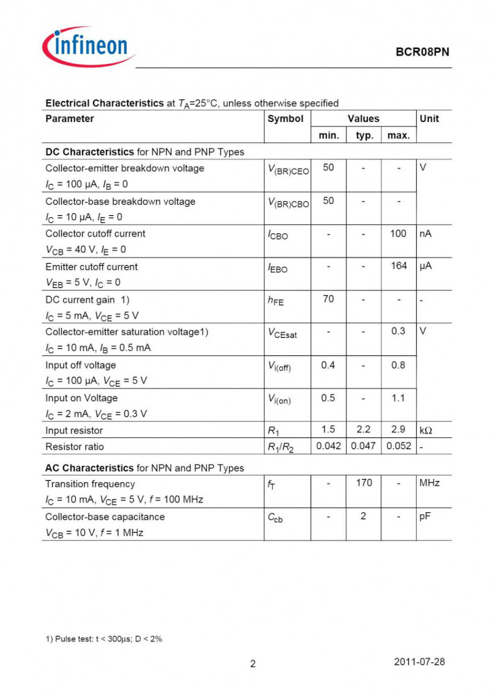 BCR08PNH6433XTMA1 datasheet page 2