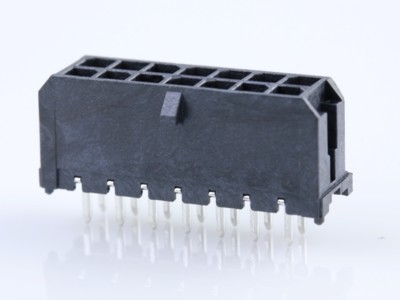 Micro-Fit 3.0 Vertical Header, 3.00mm Pitch, Dual Row, 14 Circuits, with  PCB Polarizing Peg, 0.38µm Gold Plating, Glow-Wire Capable, Black for sale