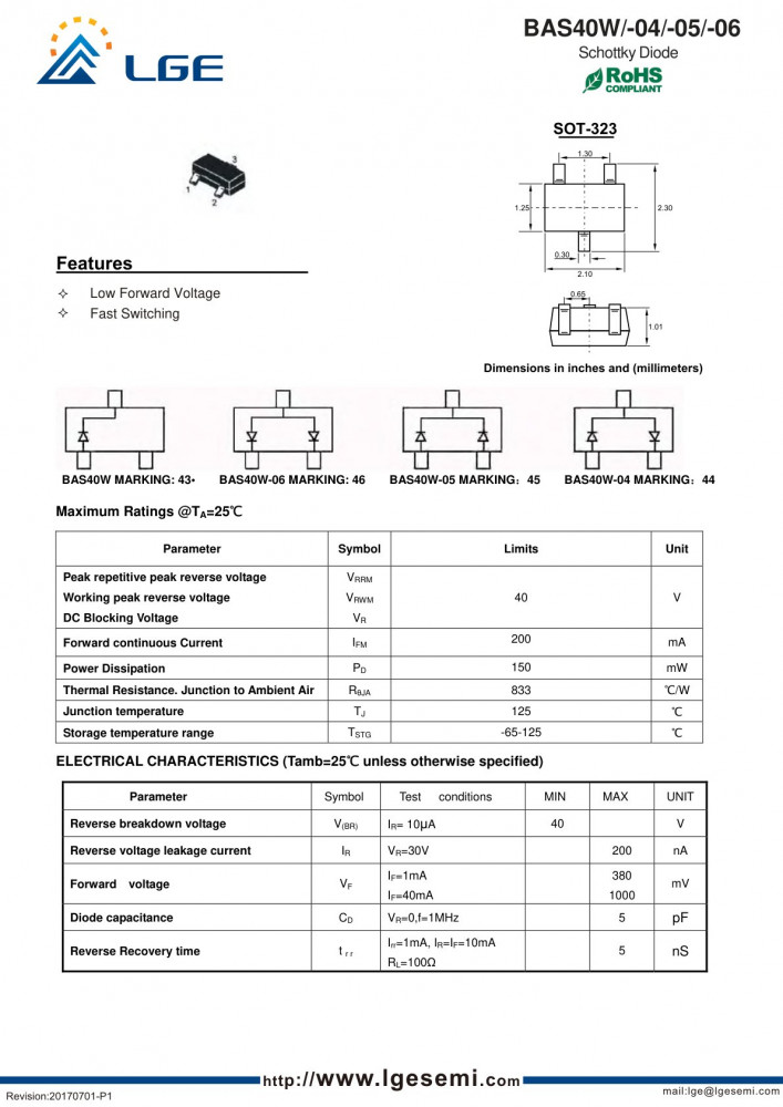 LGE BAS40W datasheet page 1