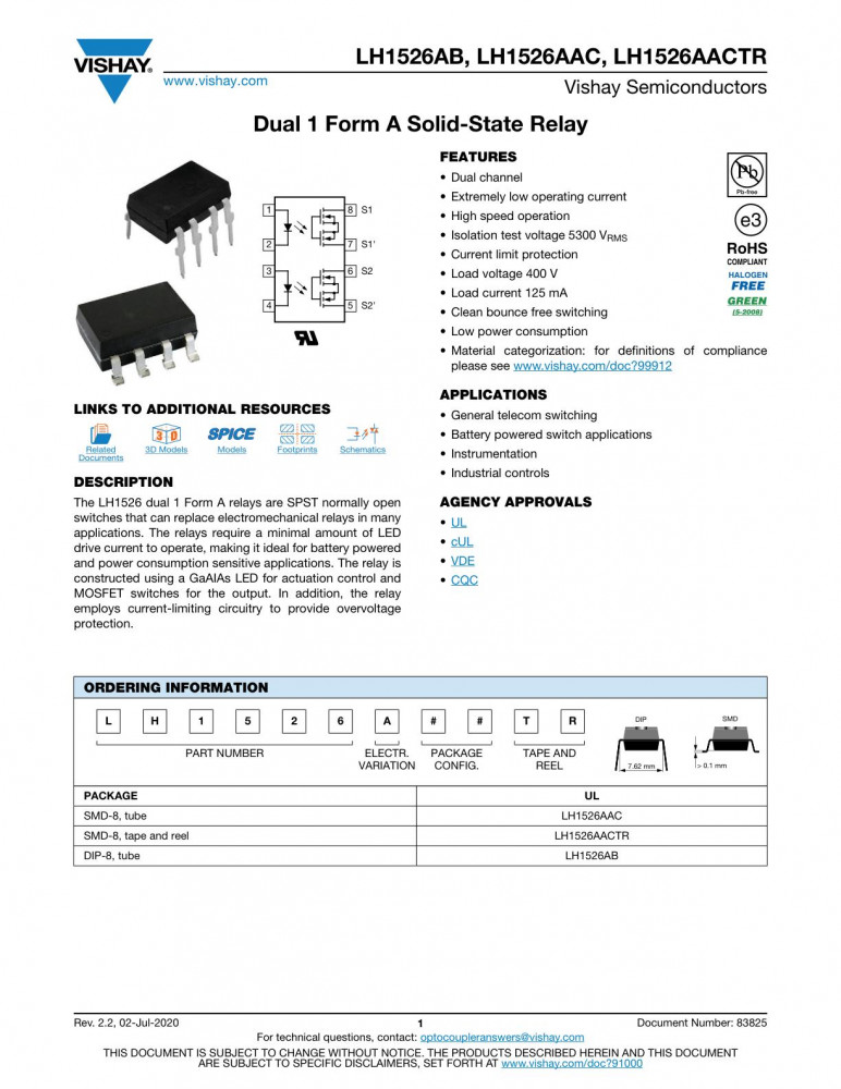 LH1526AACTR datasheet page 1