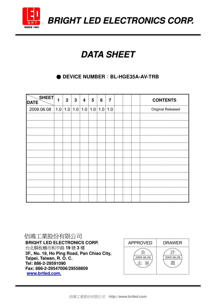 BL-HGE35A-AV-TRB datasheet page 1