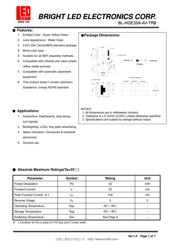 BL-HGE35A-AV-TRB datasheet page 2
